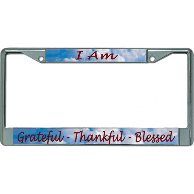 Grateful Thankful Blessed Clouds Chrome License Plate Frame - Walmart.com