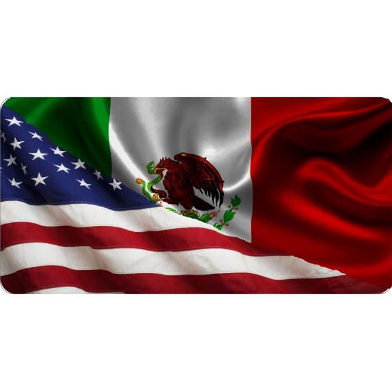 212 Main LPO6079 6 x 12 in. Mexican American Flags Split Photo License ...