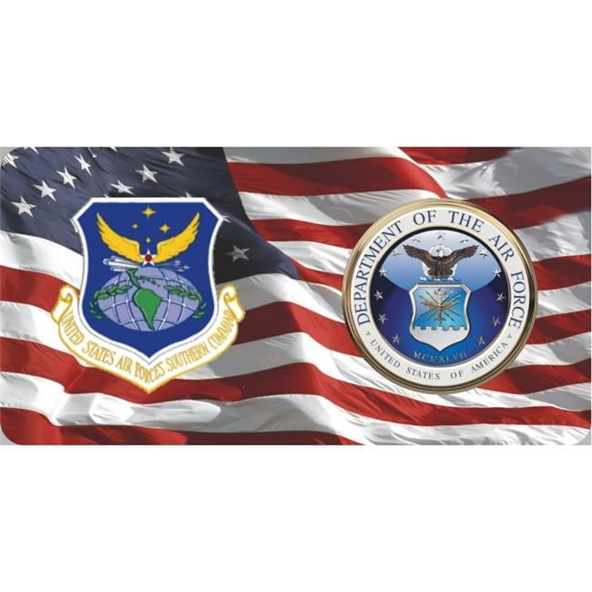 212 Main LPO6372 6 x 12 in. Southern Command & Air Force on U.S. Flag ...