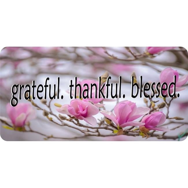 Grateful Thankful Blessed Cherry Blossom Photo License Plate - Walmart.com