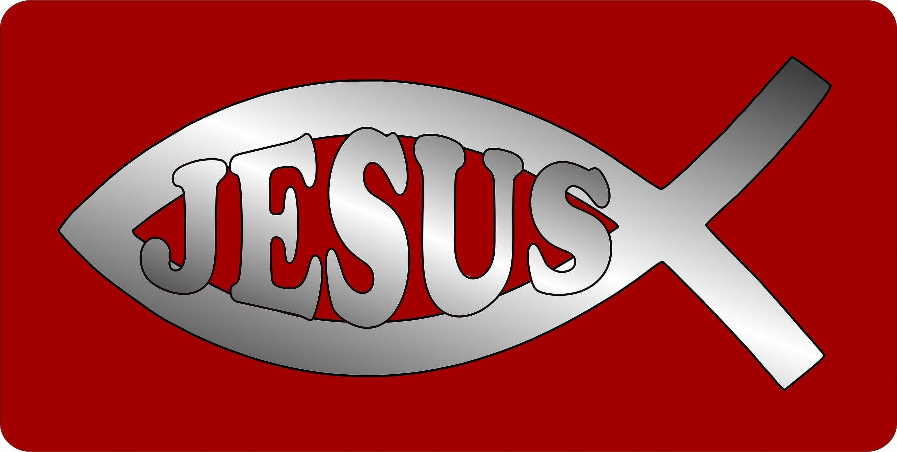 212 Main LPO7808 6 x 12 in. Jesus Fish Chrome on Red Photo License ...