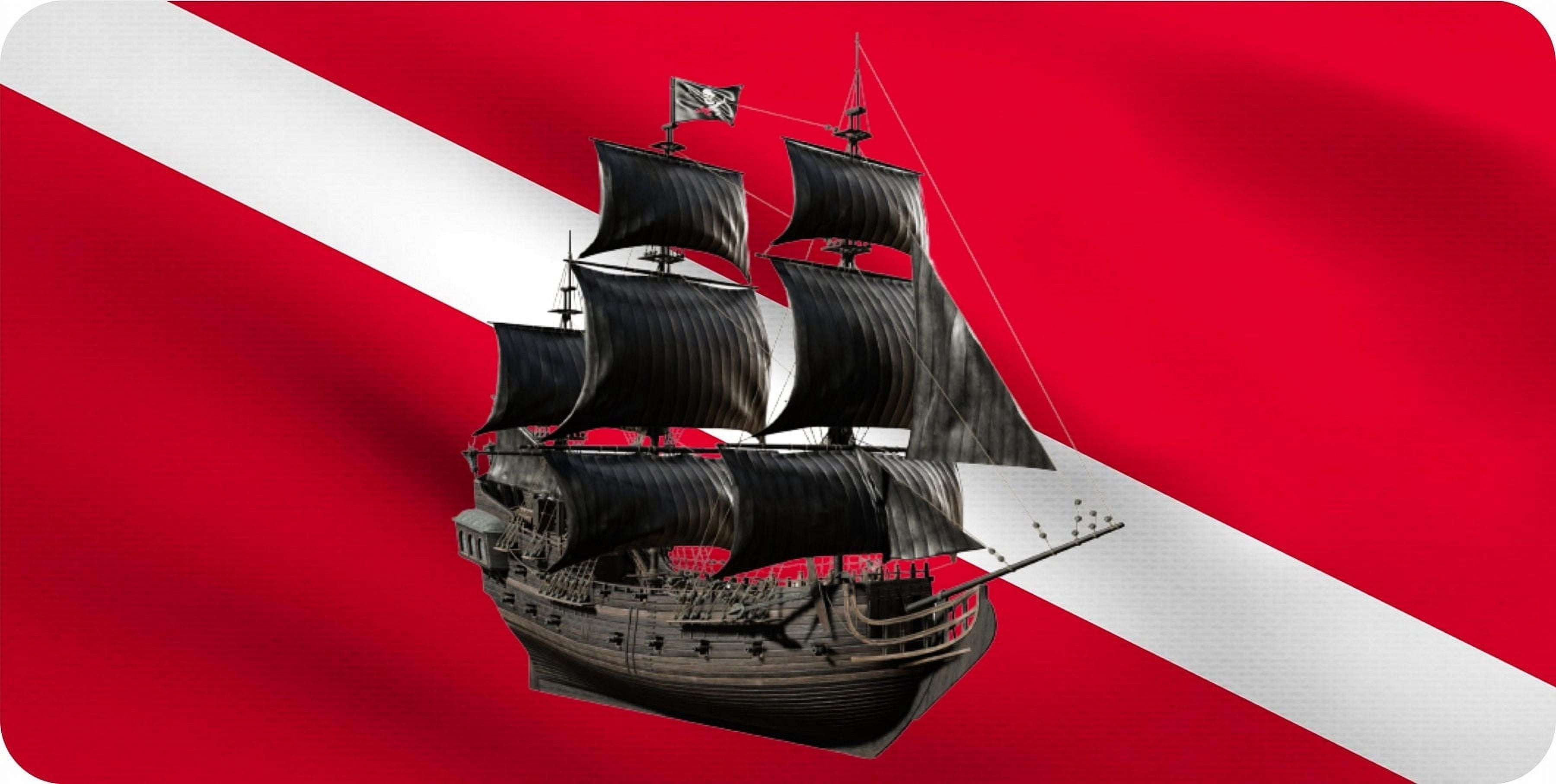 212 Main LPO7851 6 x 12 in. Pirate Ship on Diver Flag Photo License ...