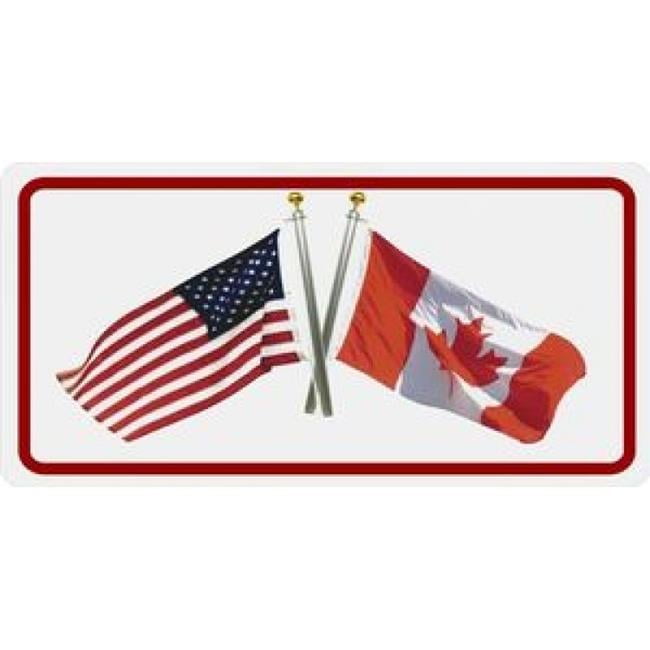 212 Main LPO873 USA & Canada Crossed Flags Photo License Plate ...