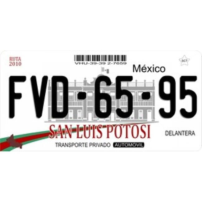 212 Main LPO908 Mexico San Luis Potosi Photo License Plate - Walmart.com