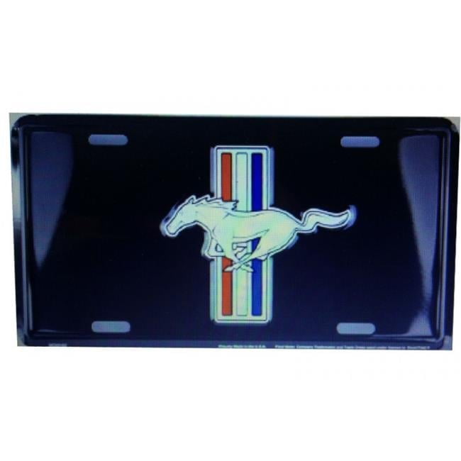 212 Main MC50163 6 x 12 in. Ford Mustang Pony Logo on Black Metal ...