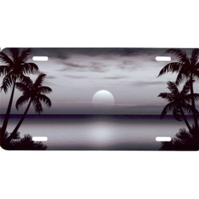 212 Main SM04 6 x 12 in. Beach Scene with Palm Trees Gray License Plate ...