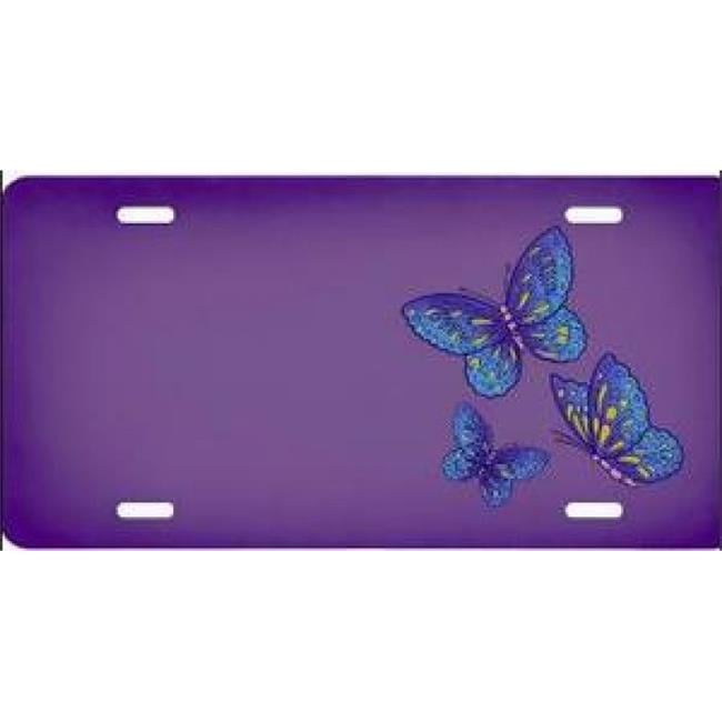 212 Main SM377 6 x 12 in. Butterflies on Purple Airbrush License Plate ...