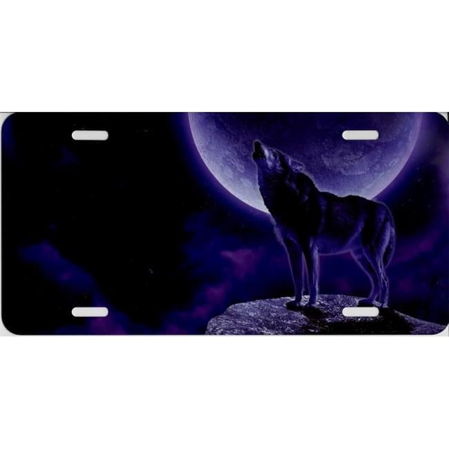 Howling Moon Purple Wolf License Plate - Walmart.com