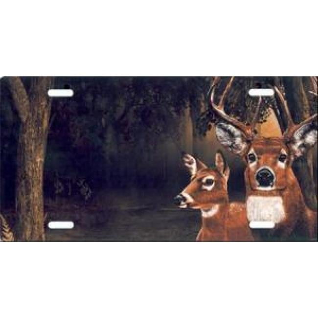 212 Main SM776 6 x 12 in. Offset Deer & Buck in Woods License Plate ...