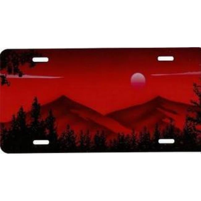 212 Main SM78 6 x 12 in. Mountains on Red Airbrushed License Plate ...