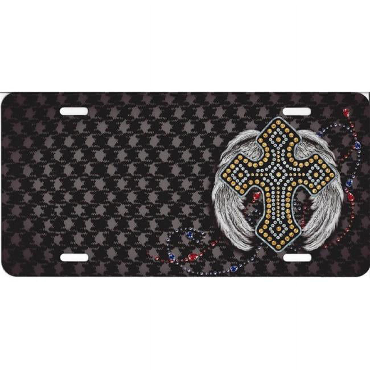 212 Main SM782 6 x 12 in. Offset Bling Cross with Wings License Plate ...