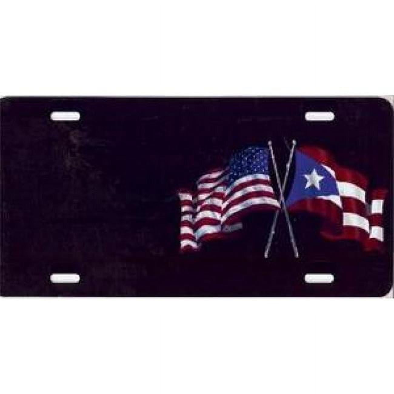 212 Main T2974Z US & Puerto Rican Crossed Flags Offset Airbrush License ...