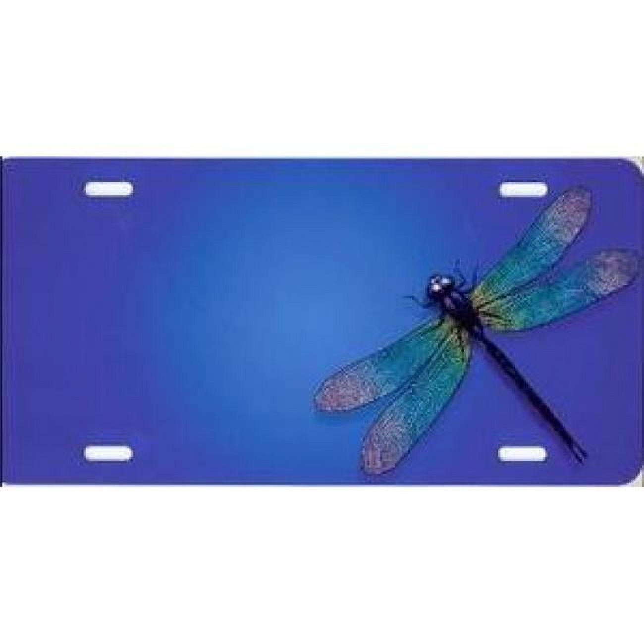 212 Main T3122B 6 x 12 in. Dragonfly Offset on Blue License Plate, Free ...