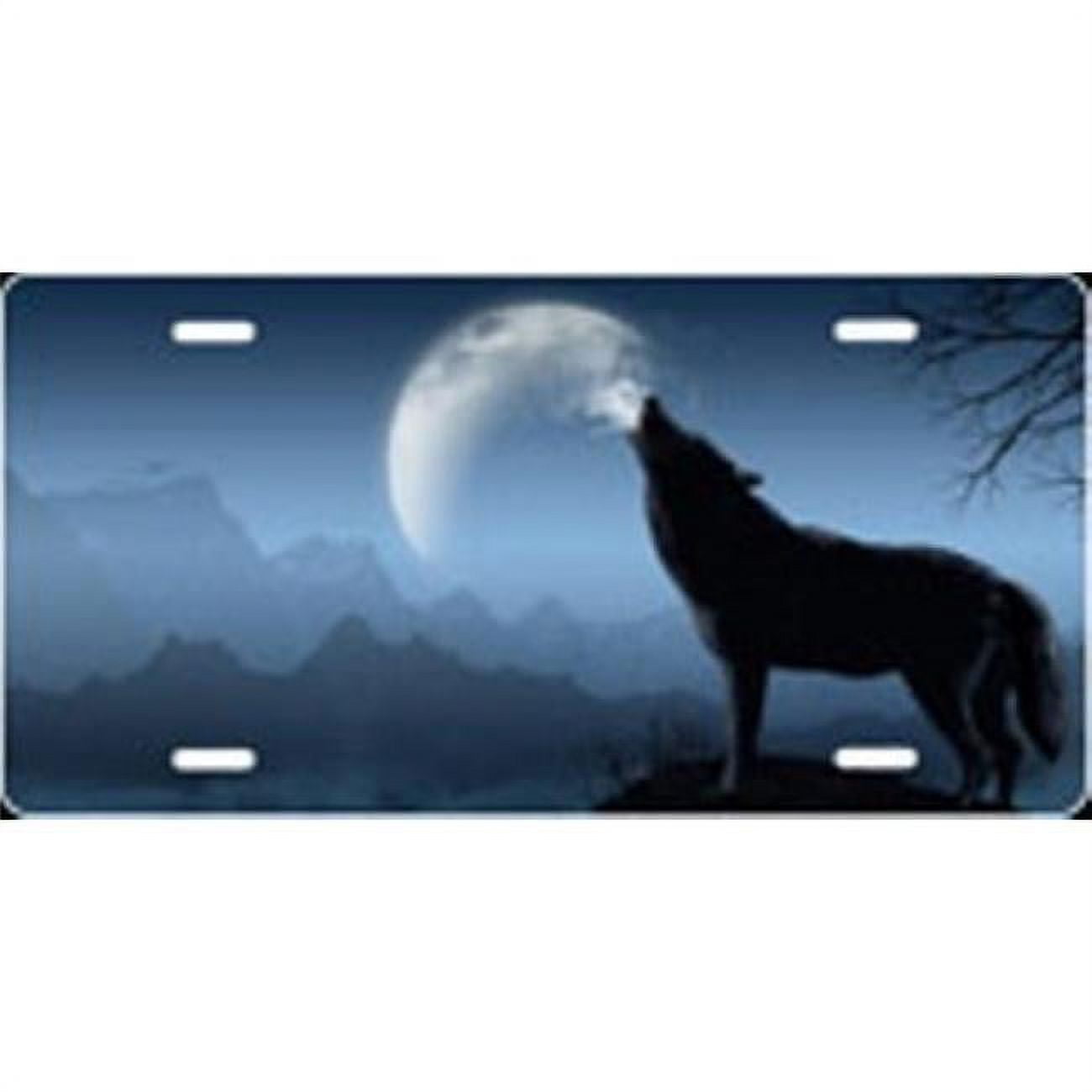 212 Main T9166B 6 x 12 in. Howling Wolf on Blue License Plate, Free ...