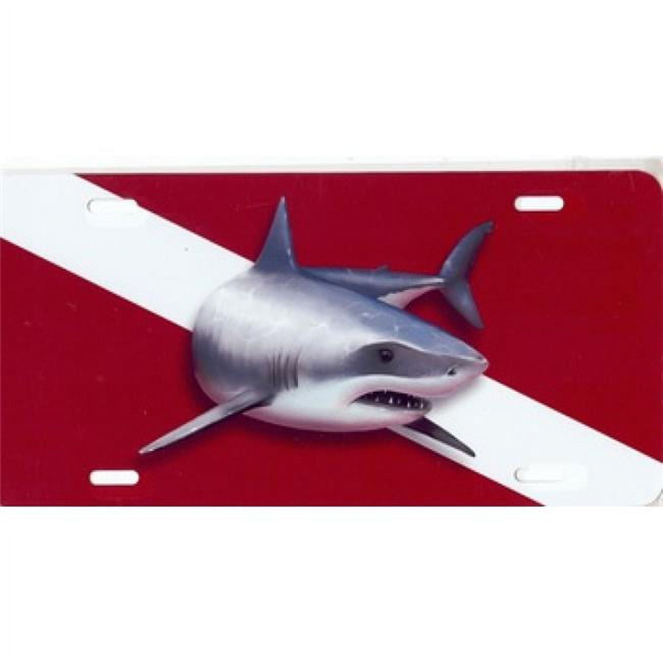 212 Main T9448GW 6 x 12 in. Great White on Dive Flag License Plate ...