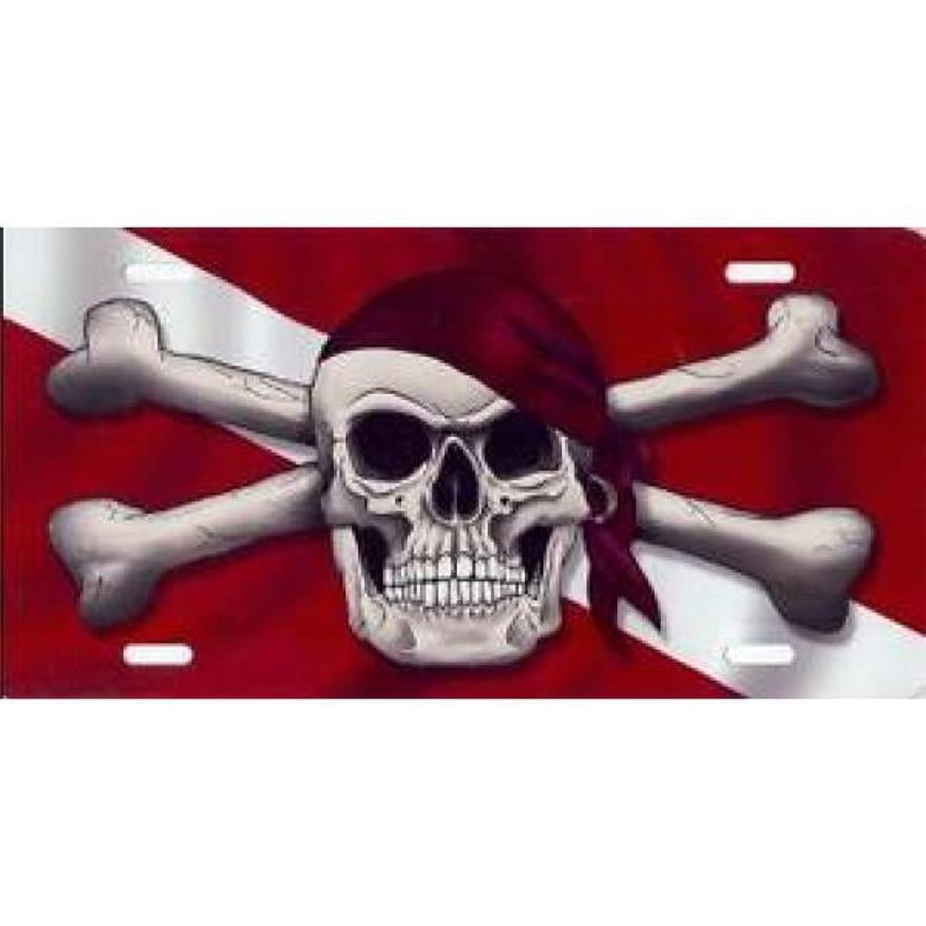 212 Main T9448PA 6 x 12 in. Pirate Skull on Dive Flag License Plate ...