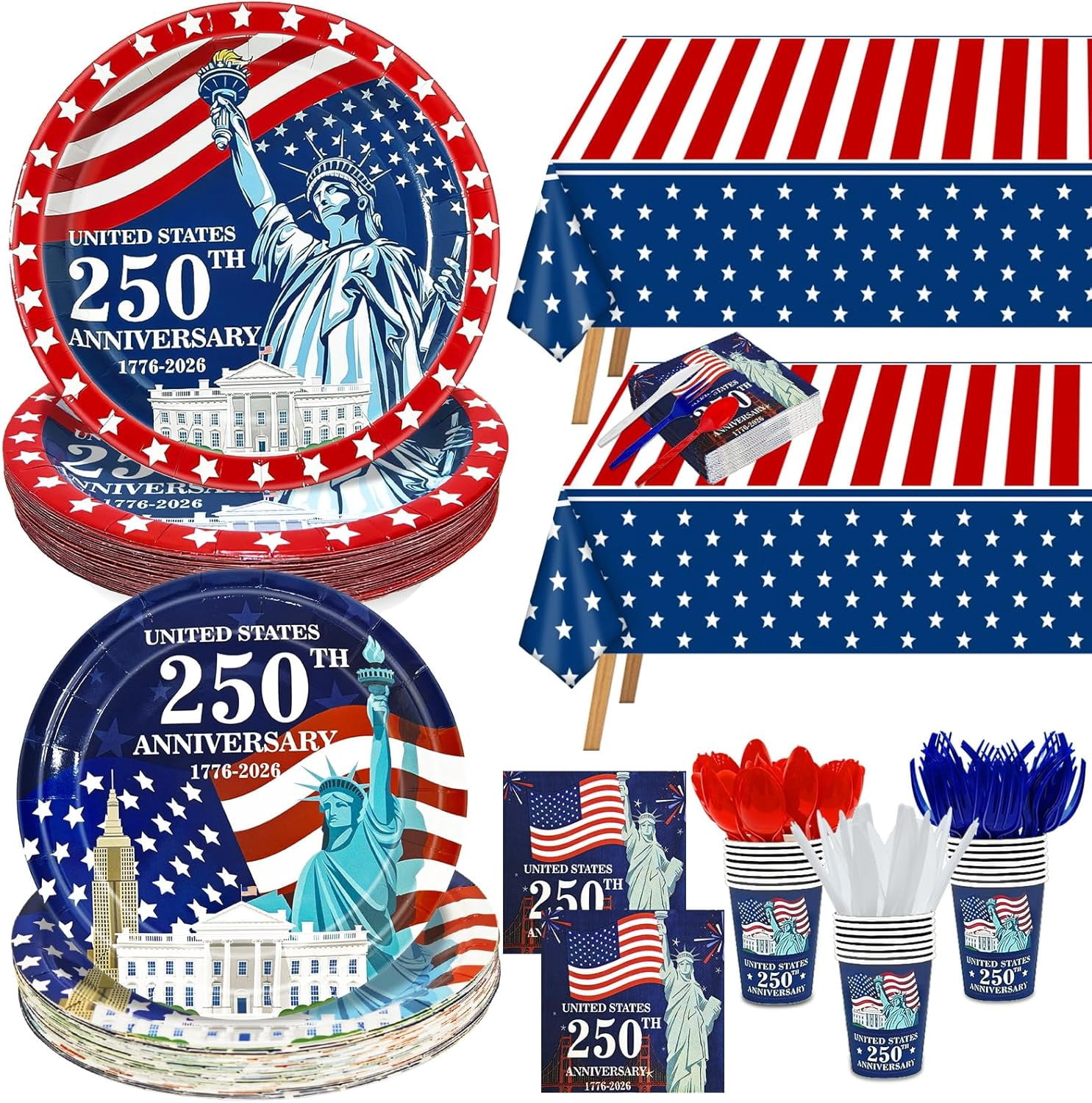 212 Pcs USA 250th Anniversary 4th of July Decoration American Flag ...
