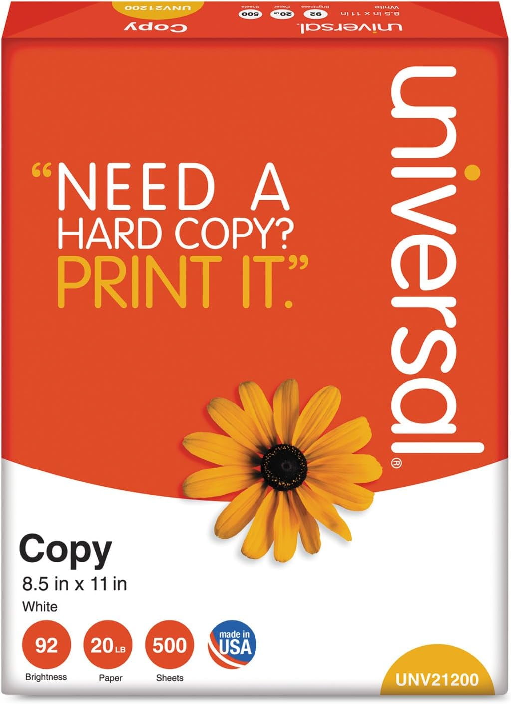 21200 Copy Paper, 92 Brightness, 20lb, 8-1/2 x 11, White, 5000 Sheets ...