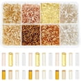 2120Pcs 8 Style Plated Glass Round Bugle Beads Metallic Colours Mixed ...