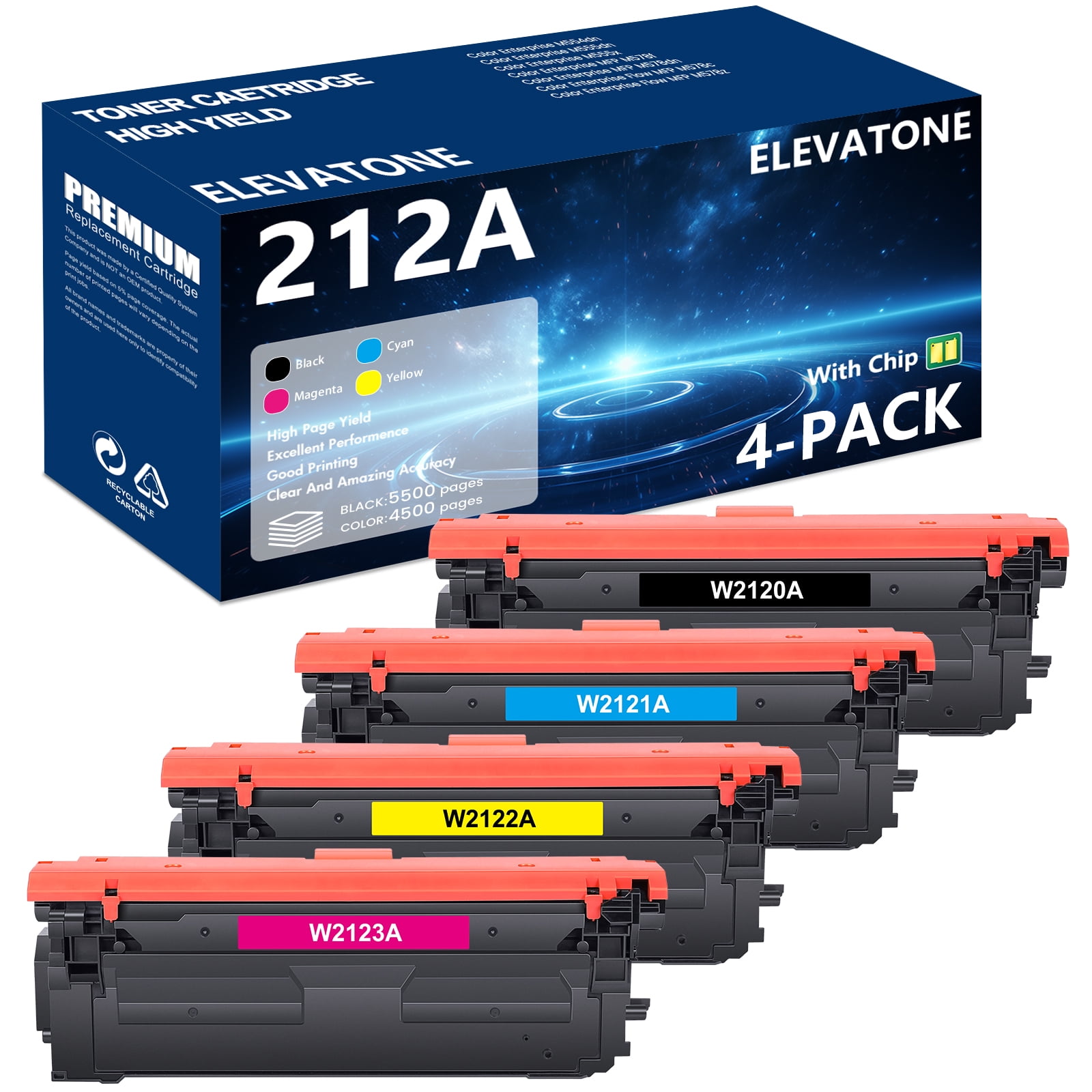212A Toner Cartridge Compatible for HP 212A 212X W2120X W2120A Color ...