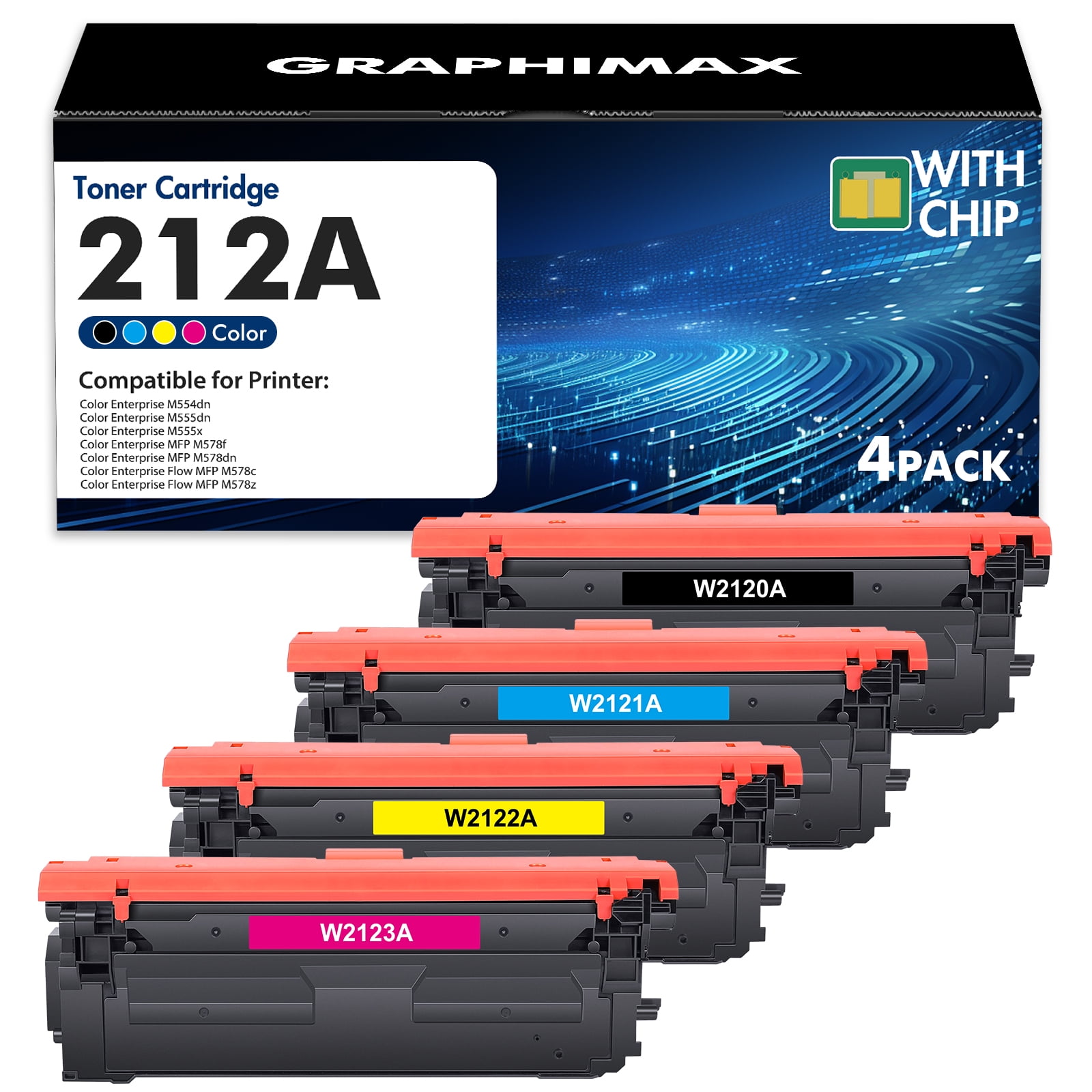 212A Toner Cartridge Compatible for HP 212A 212X W2120X W2120A Color ...