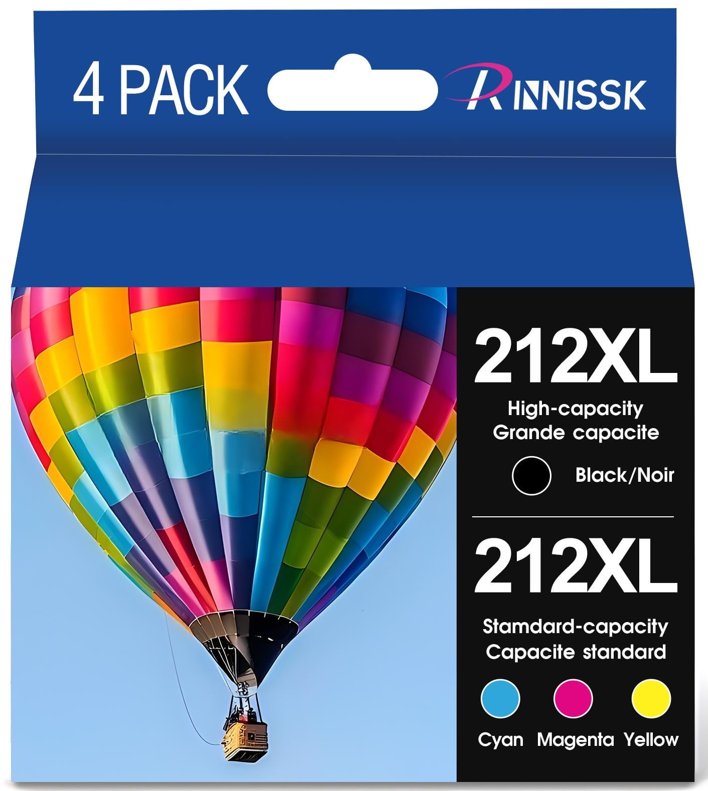RINNISSK 212XL Ink Cartridges, 4-Pack Black Cyan Magenta Yellow ...