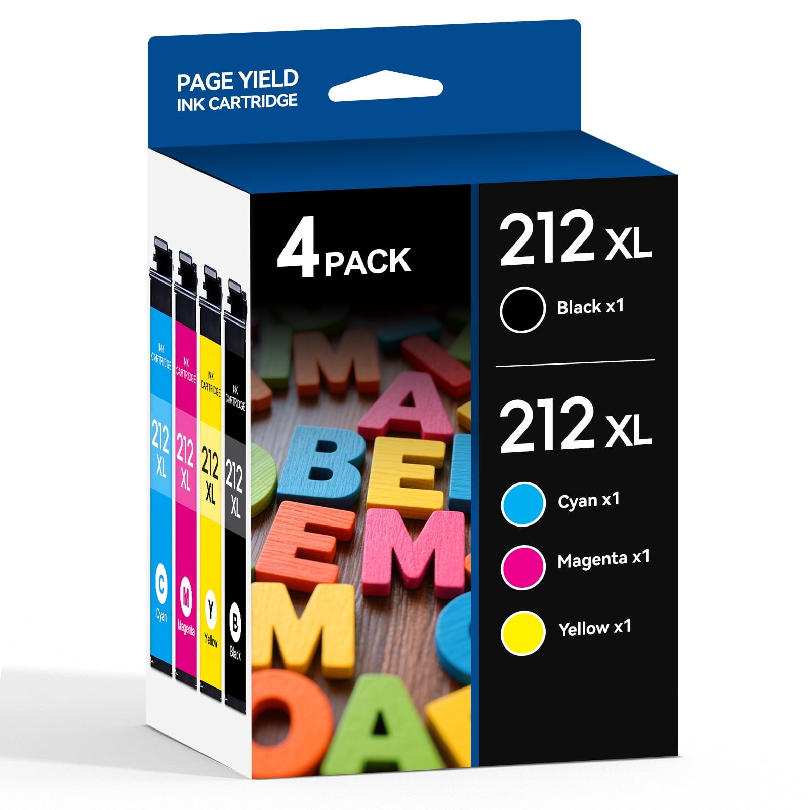 212XL High Yield Ink Cartridges for Epson XP 4105/4100, WF 2830/2850 (4 ...