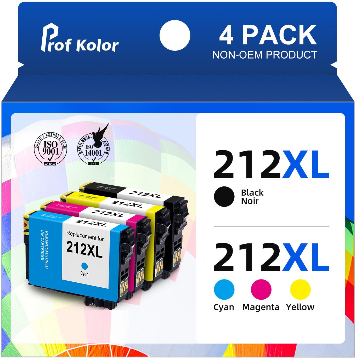 Epson 212XL Ink Cartridges 4 Pack for XP-4105, XP-4100, WF-2850, WF ...