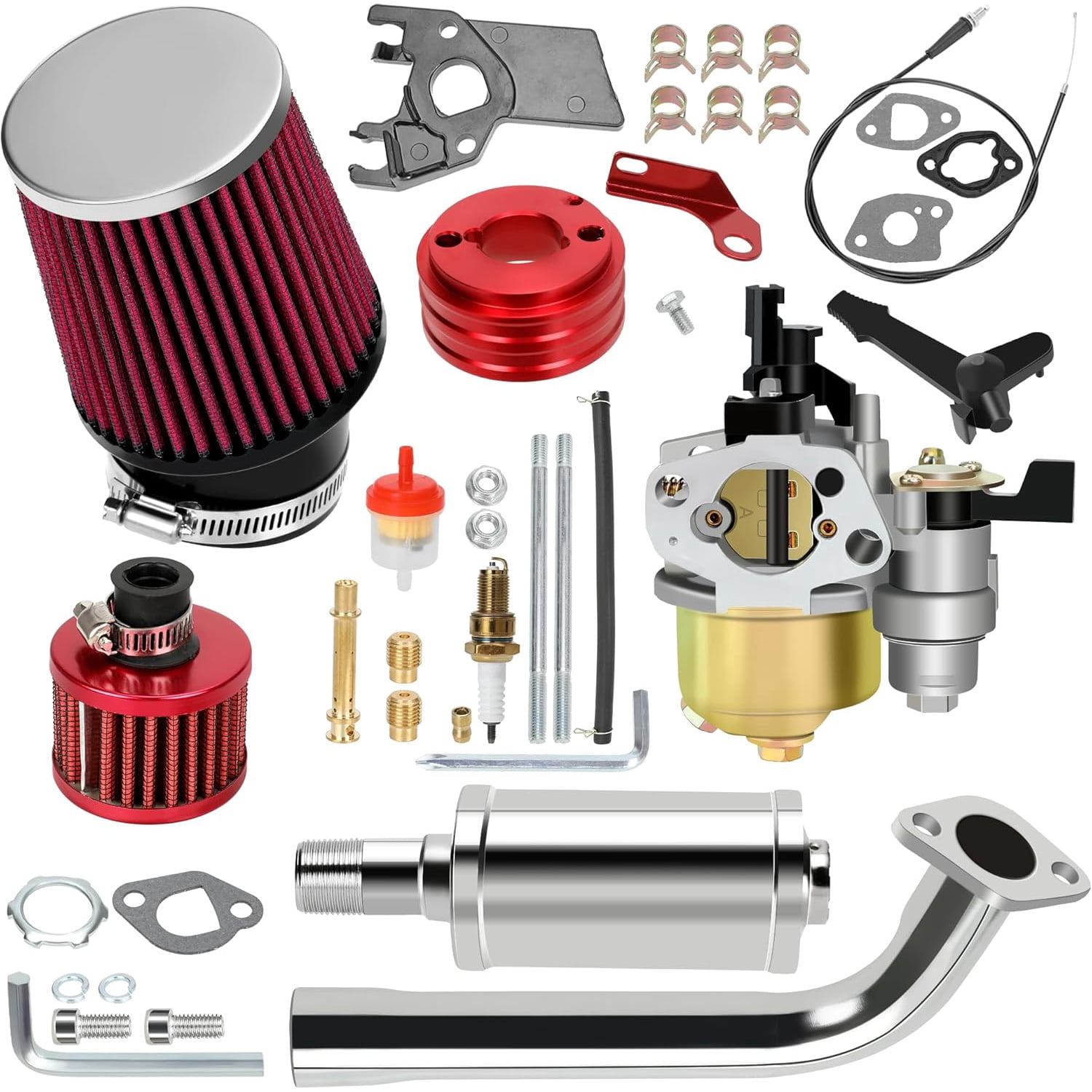 212cc Carburetor Exhaust Pipe Muffler Stage 2 Kit for Predator 212cc ...