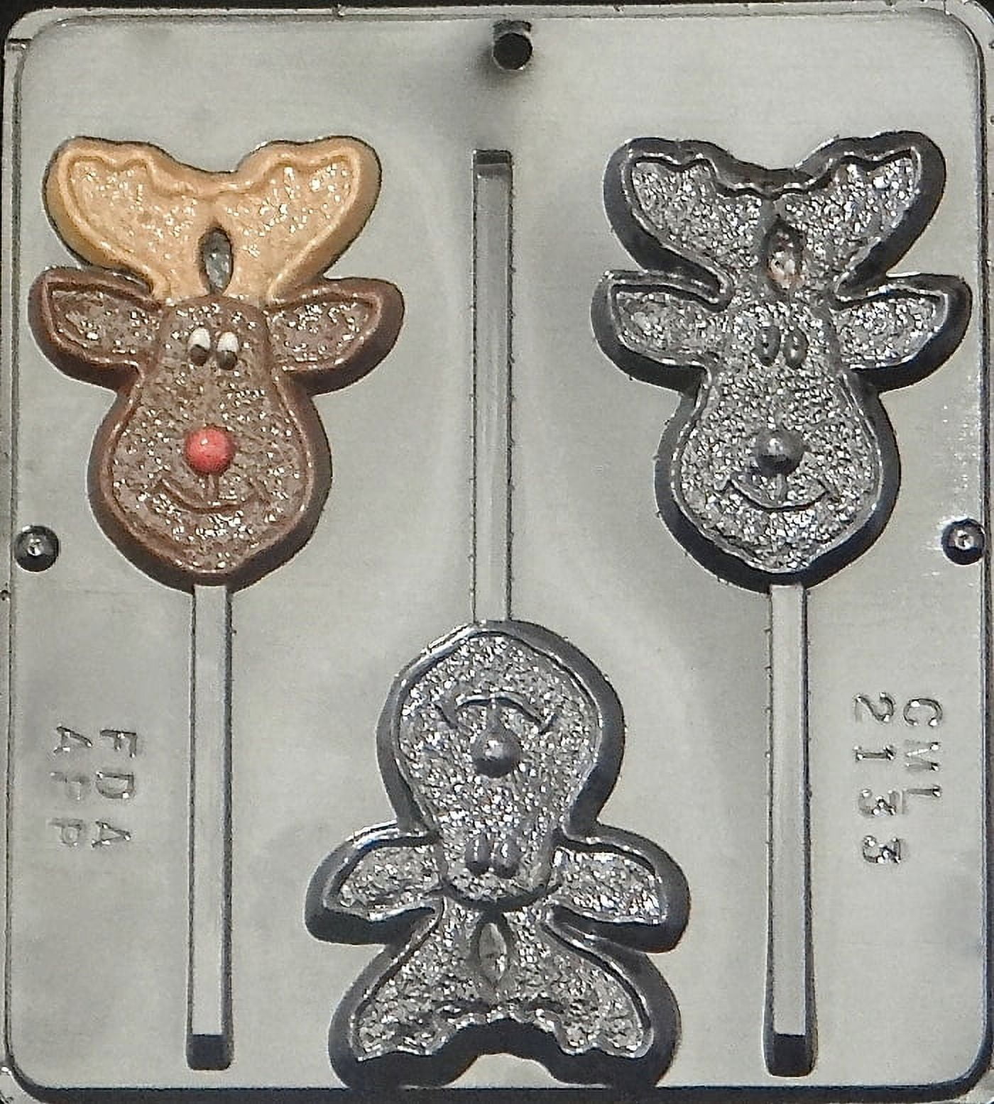 2133 Christmas Reindeer Moose Shaped Lollipop Chocolate Candy Mold for ...