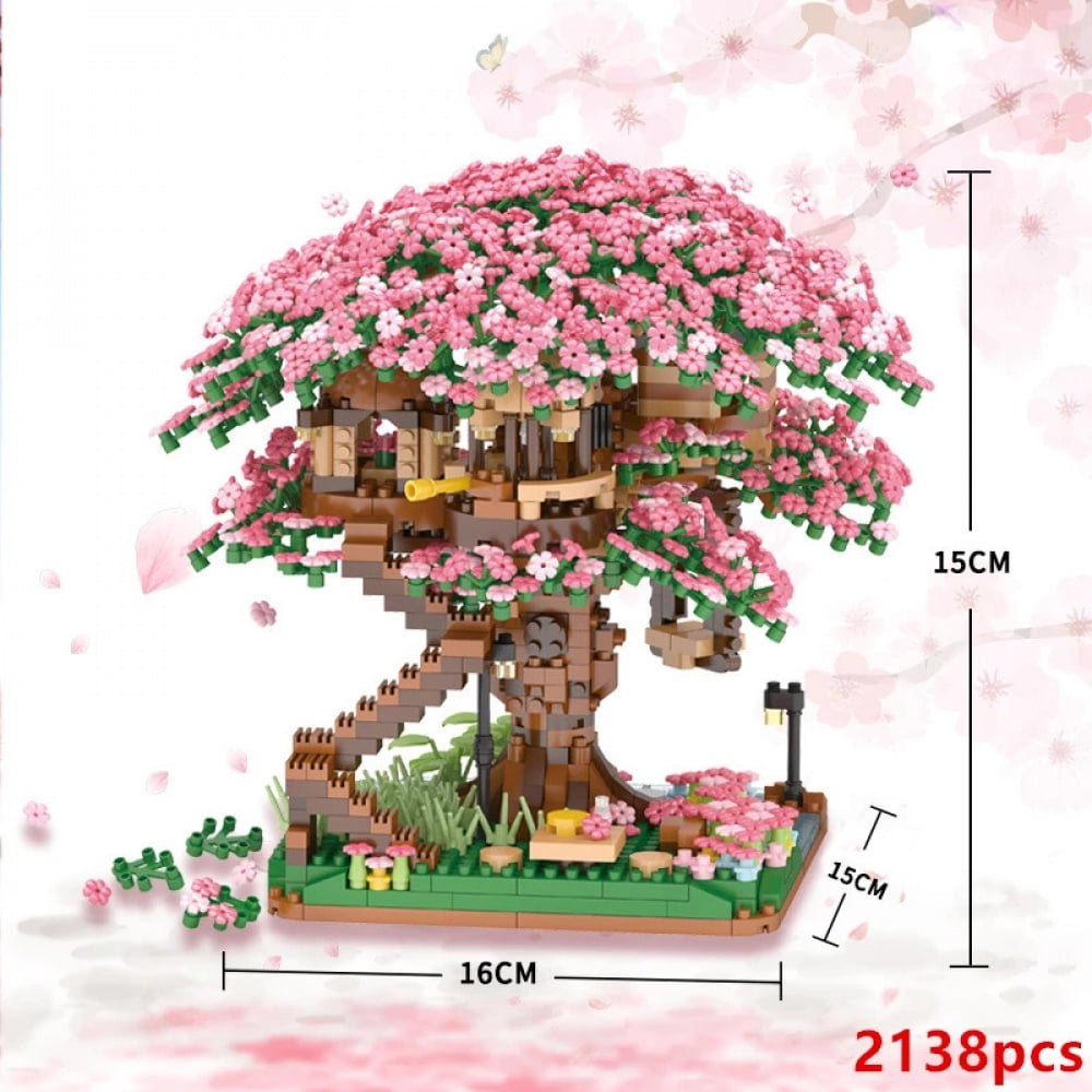 2138pcs DIY Discoloration Cherry Blossom Flower Pink Tree House Train ...