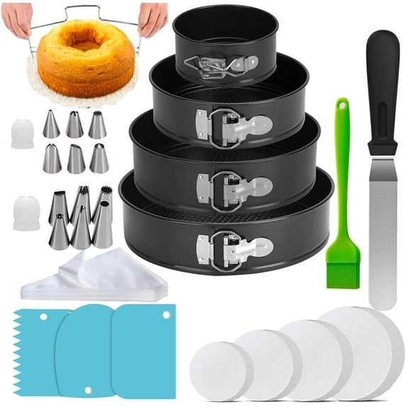 214PCS Round Cake Pan Sets for Baking Cake Decorating Supplies: 4 Non ...