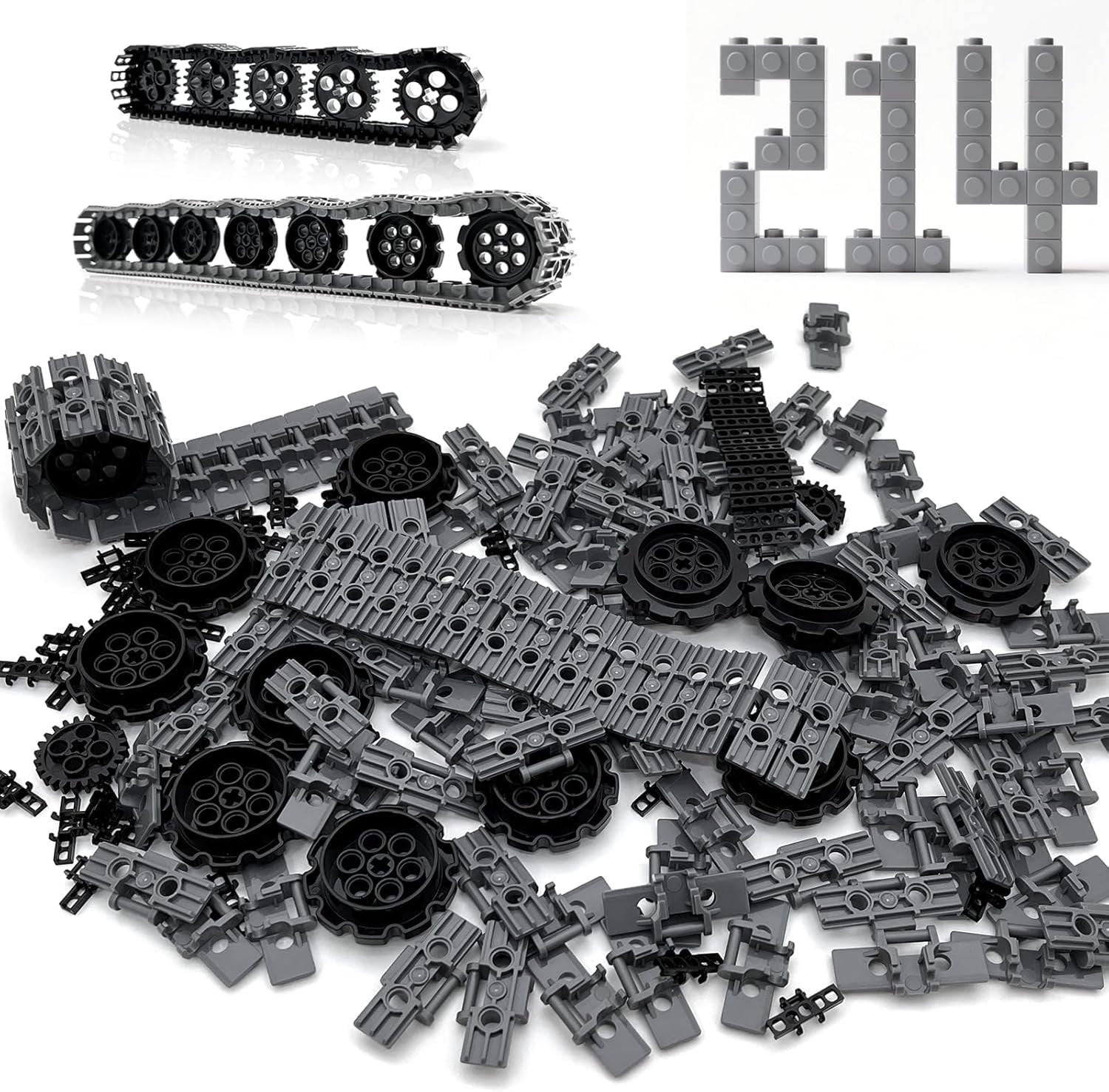 214PCS Technical Tank Track & Wheel Set Treads Chain Links Tank Robot ...