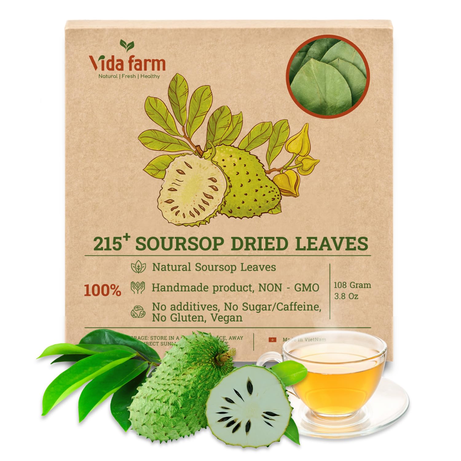 215+ Dried Soursop Graviola Tea Leaves, Natural Whole Dried Soursop ...