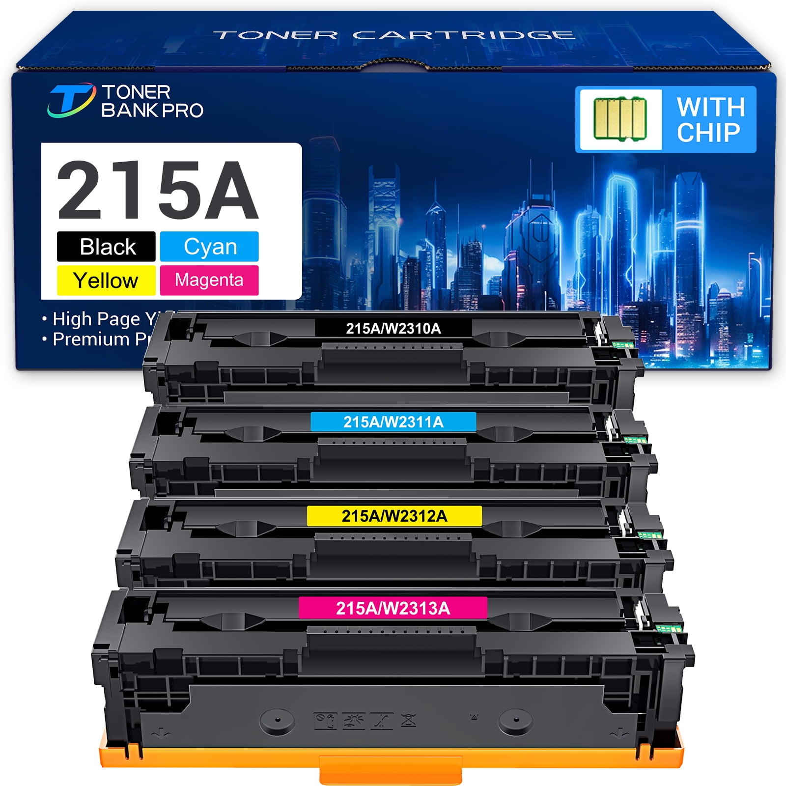215A Toner Cartridge With chip 4-Pack Compatible for HP 215A W2310A for ...