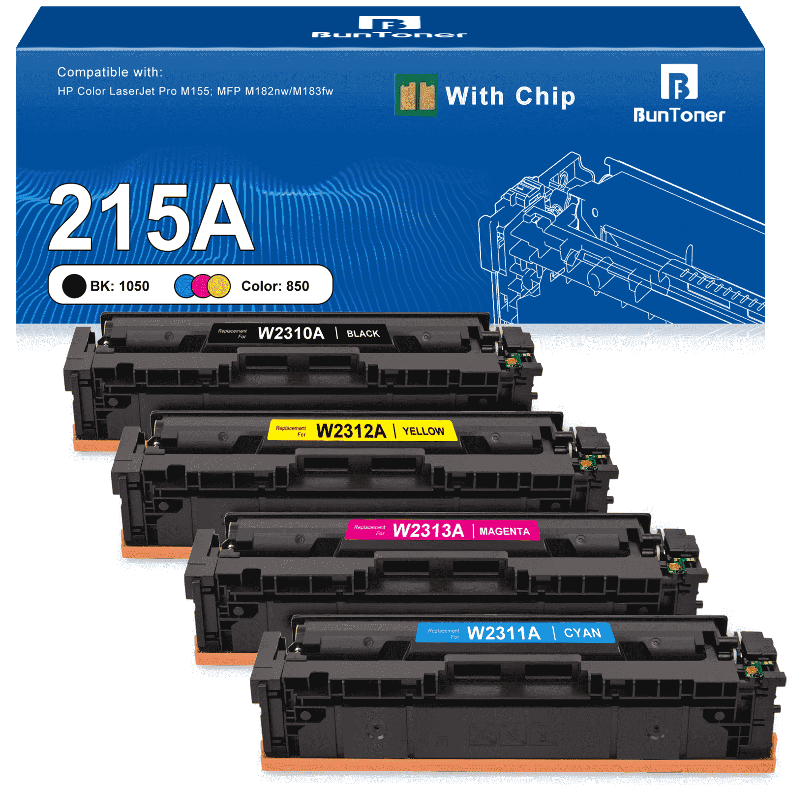 215A Toner for HP 215A Toner Cartridge Set W2310A with Chip Compatible ...