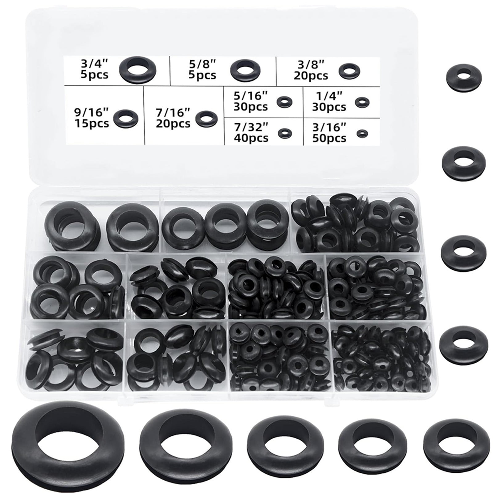 215Pcs Grommet Assortment Kit Rubber Electrical Gasket Rings Waterproof ...