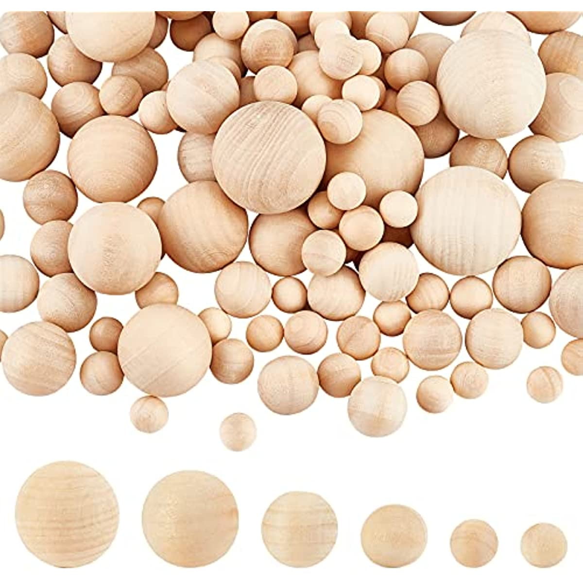 215pcs Natural Wood Balls Wood Craft Balls Unfinished Round Wood Balls ...