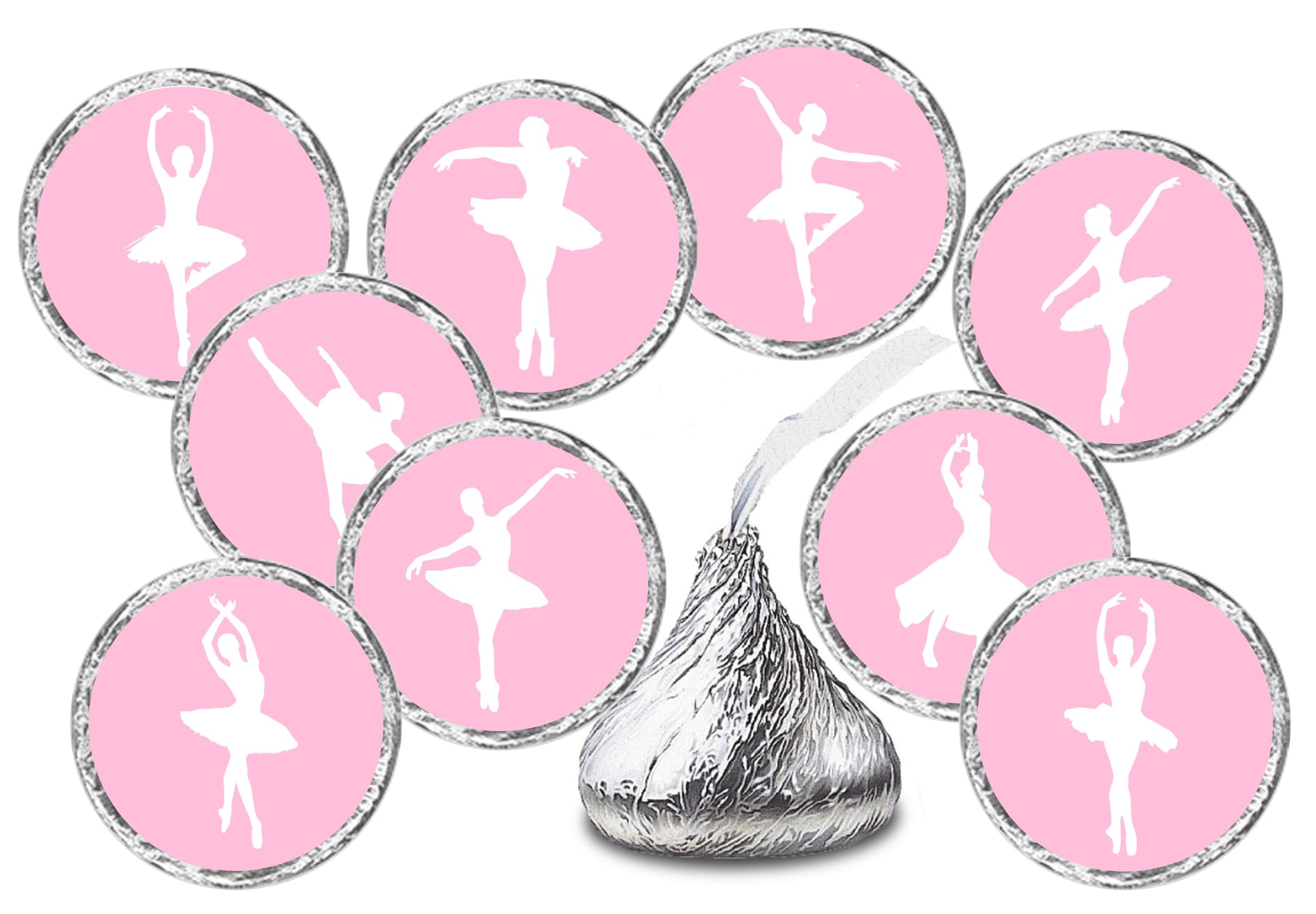 216 Ballerina Kisses Stickers, Pink Dancer Silhouette Labels For ...