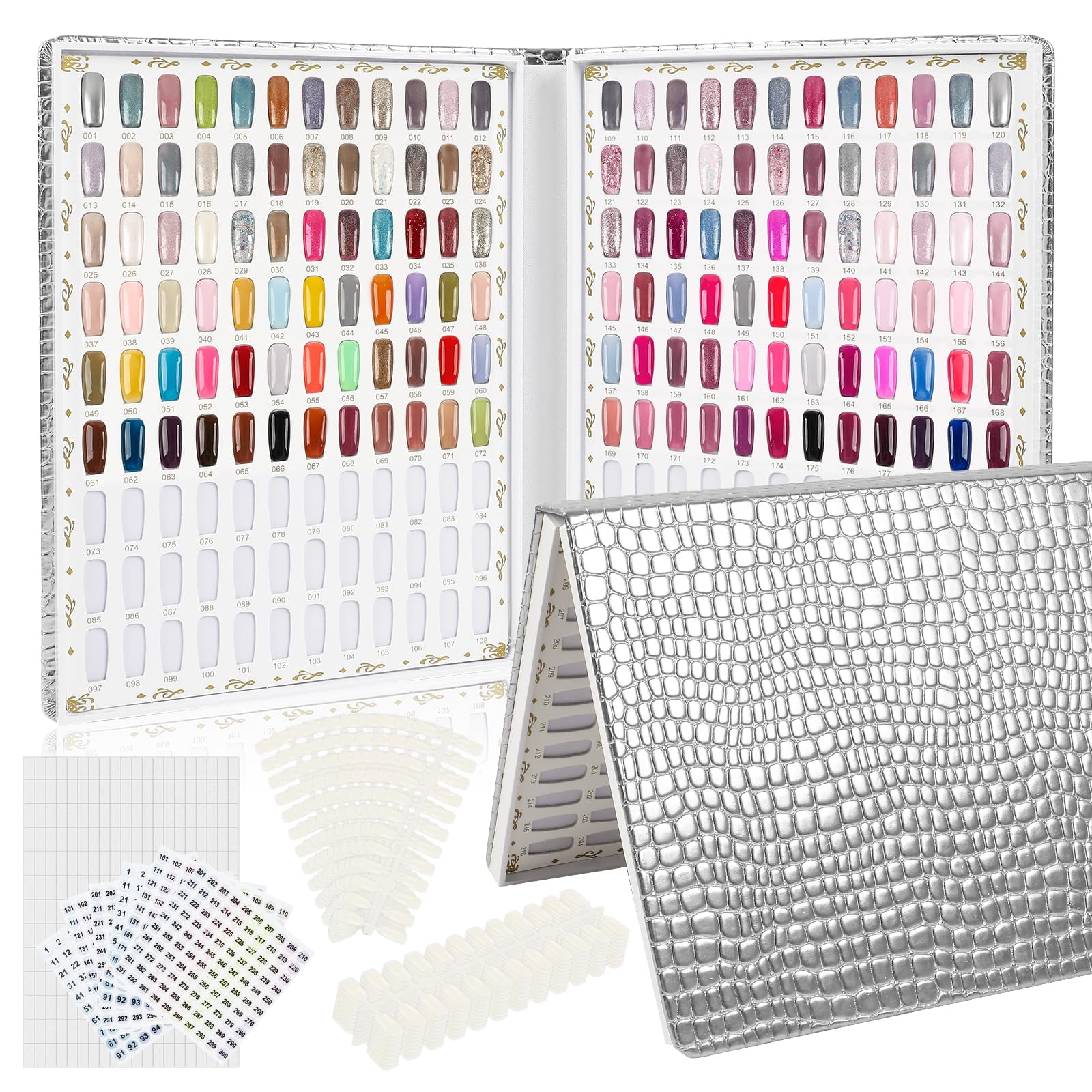 216 Colors Nail Display Chart, Nail Colors Book with 240 False Nail ...