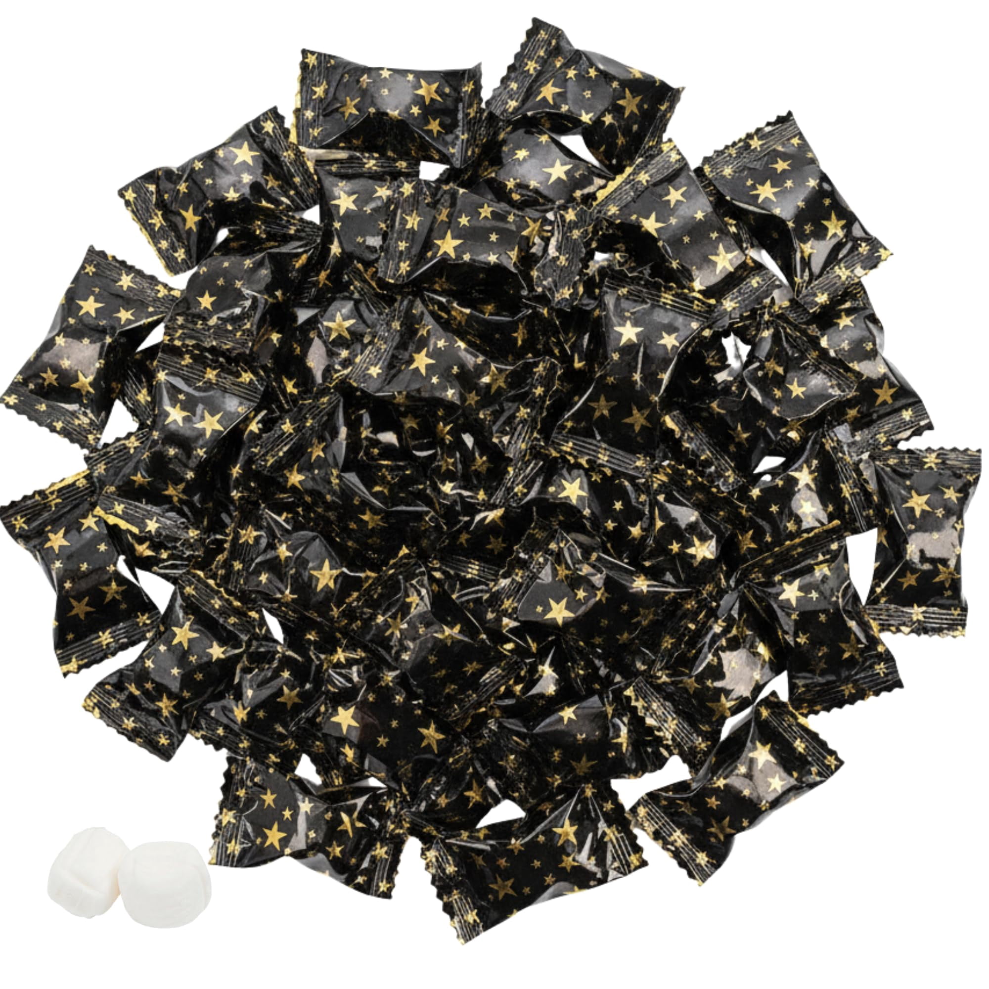 216 Count Black and Gold Buttermints Individually Wrapped Bulk ...