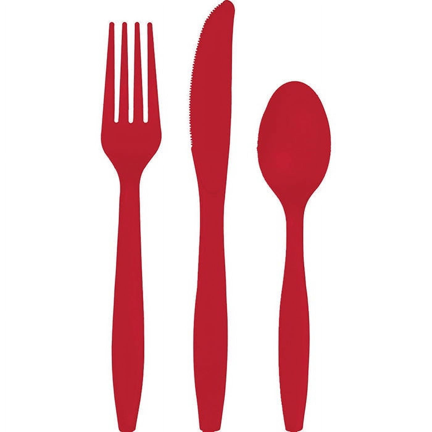 216 Count Bulk Pack Classic Red Value Friendly Assorted Plastic Cutlery ...