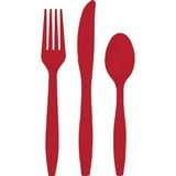 216 Count Bulk Pack Classic Red Value Friendly Assorted Plastic Cutlery ...