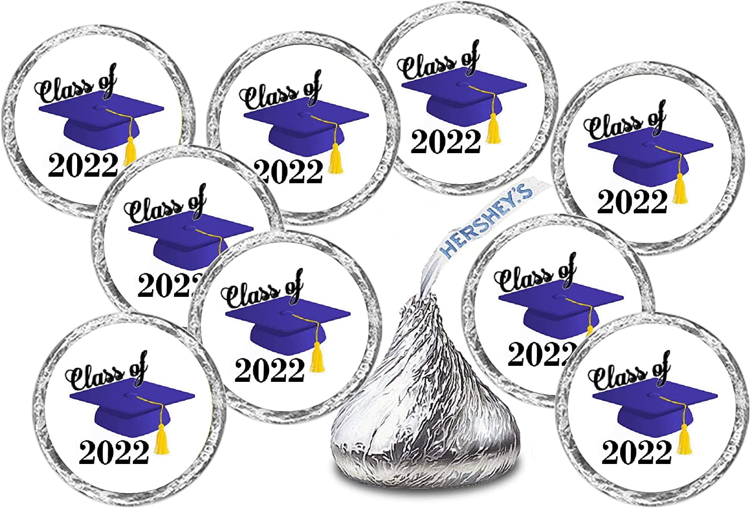 216 Graduation Party Cap Class of 2022 Favor Kisses Stickers Labels ...