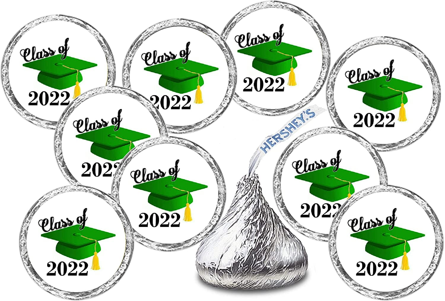 216 Graduation Party Cap Class of 2022 Favor Kisses Stickers Labels ...