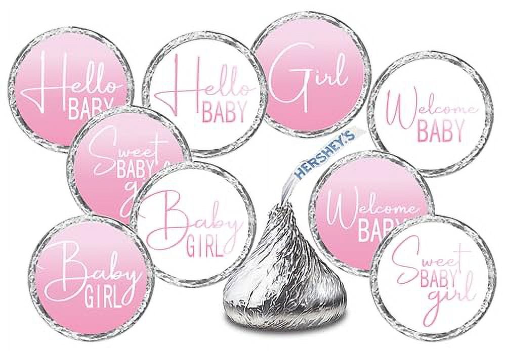 216 Modern Baby Shower Pink Kisses Labels For Baby Shower Or Baby ...