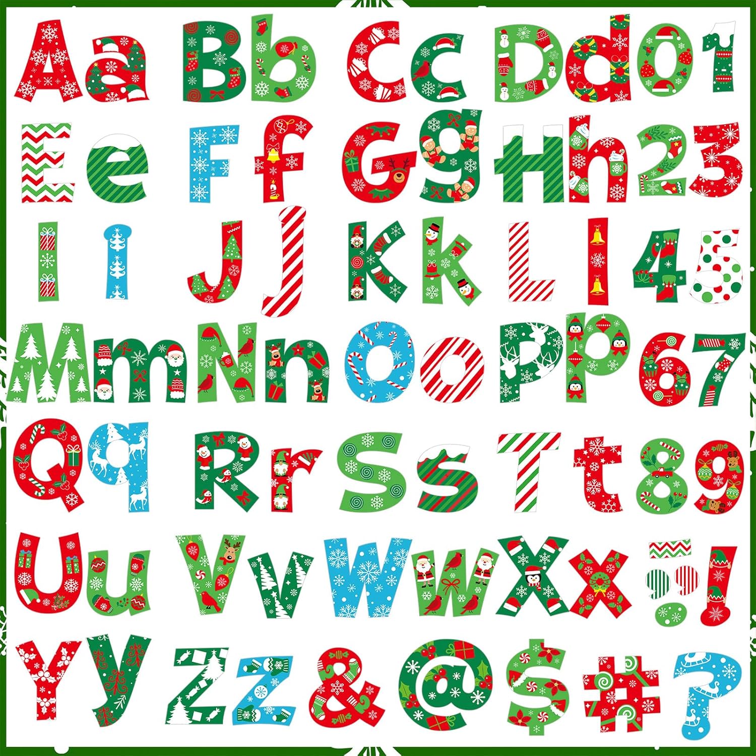216 Pcs Christmas Bulletin Board Decoration Xmas Letters Numbers ...