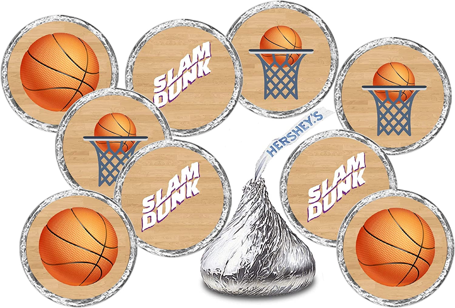 216 Sports Basketball Kisses Stickers, Kisses Stickers for Birthday ...