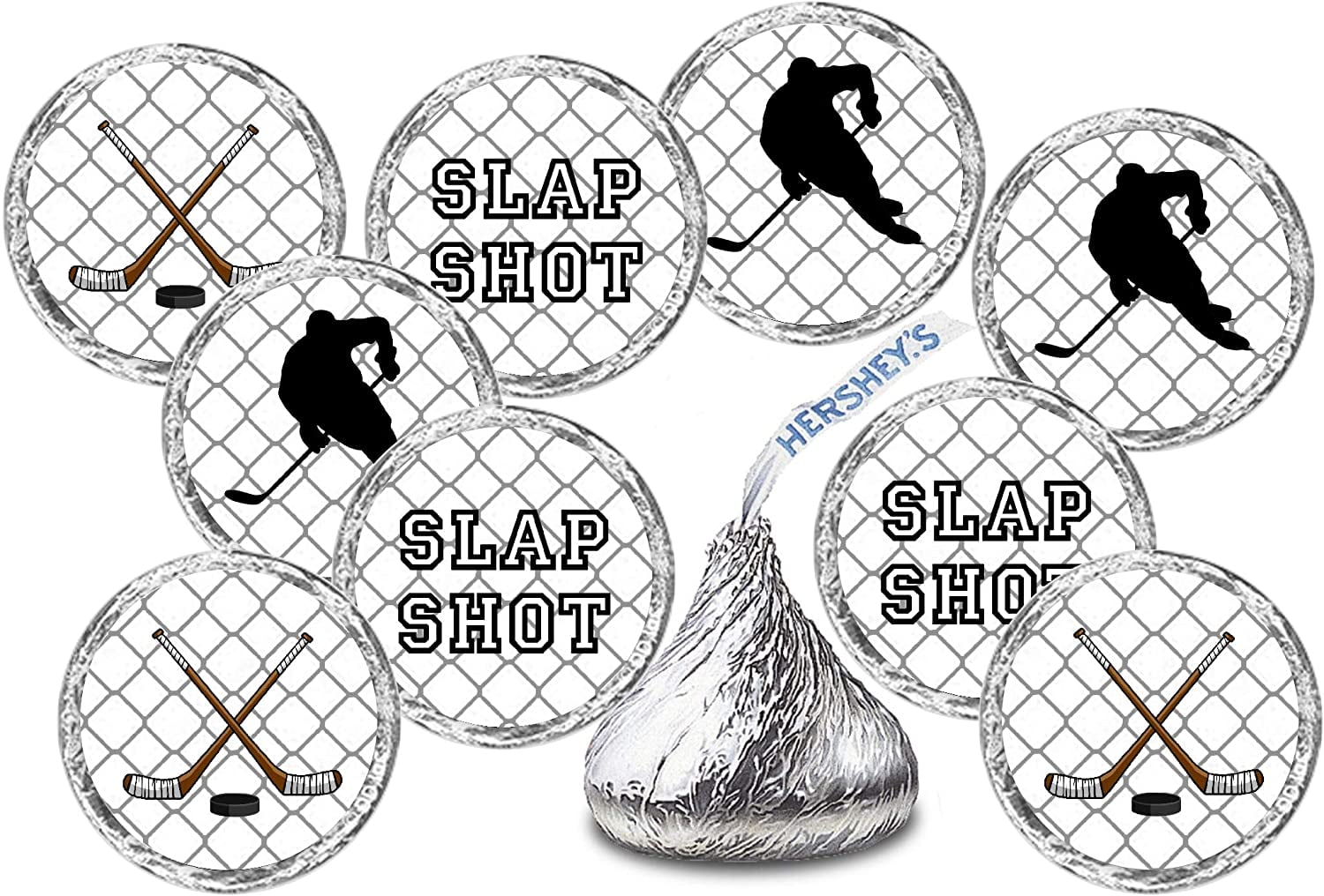 216 Sports Ice Hockey Kisses Stickers, Kisses Stickers for Birthday ...