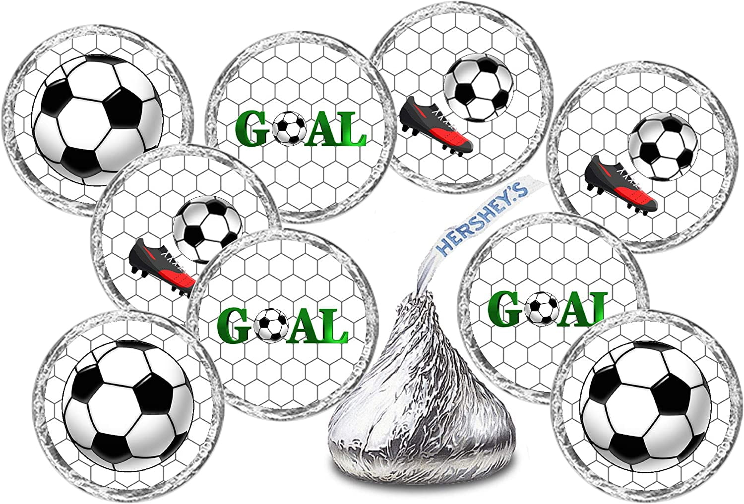 216 Sports Soccer Kisses Stickers, Kisses Stickers for Birthday Party ...
